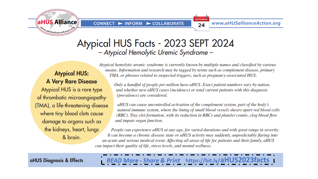 Atypical HUS Facts: 2023 – Sept – 2024 - aHUS Alliance Action